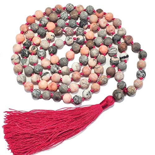 Amazon.com: Pink Zebra Jasper 108 Mala AURA PROTECTION & BALANCE ...