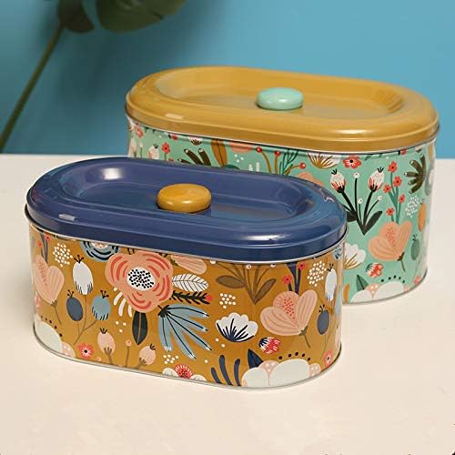 Amazon.com: Coloch 2 Pack Tin Cookie Snack Jars with Lid, Metal Biscuit ...