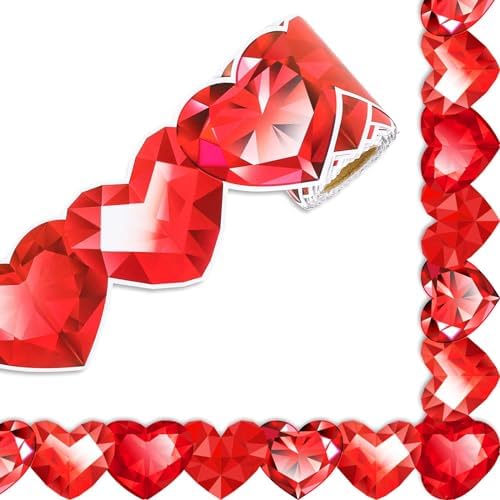 Amazon.com: Whaline Valentine's Day Bulletin Board Border Red Diamond ...