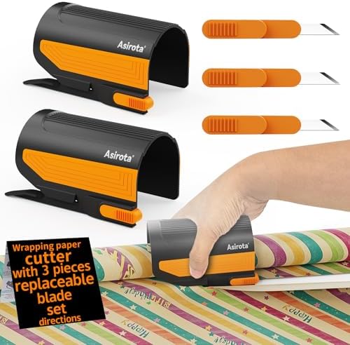 Amazon.com : 2 Pack Wrapping Paper Cutter with 3 Replaceable Blades ...