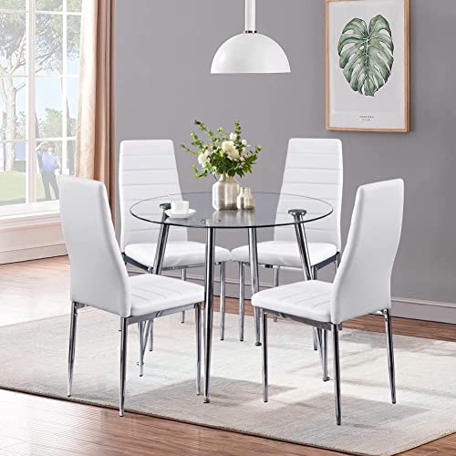 Stilvolle Esstisch Rund Glas Mit 4 Stuehlen Bild