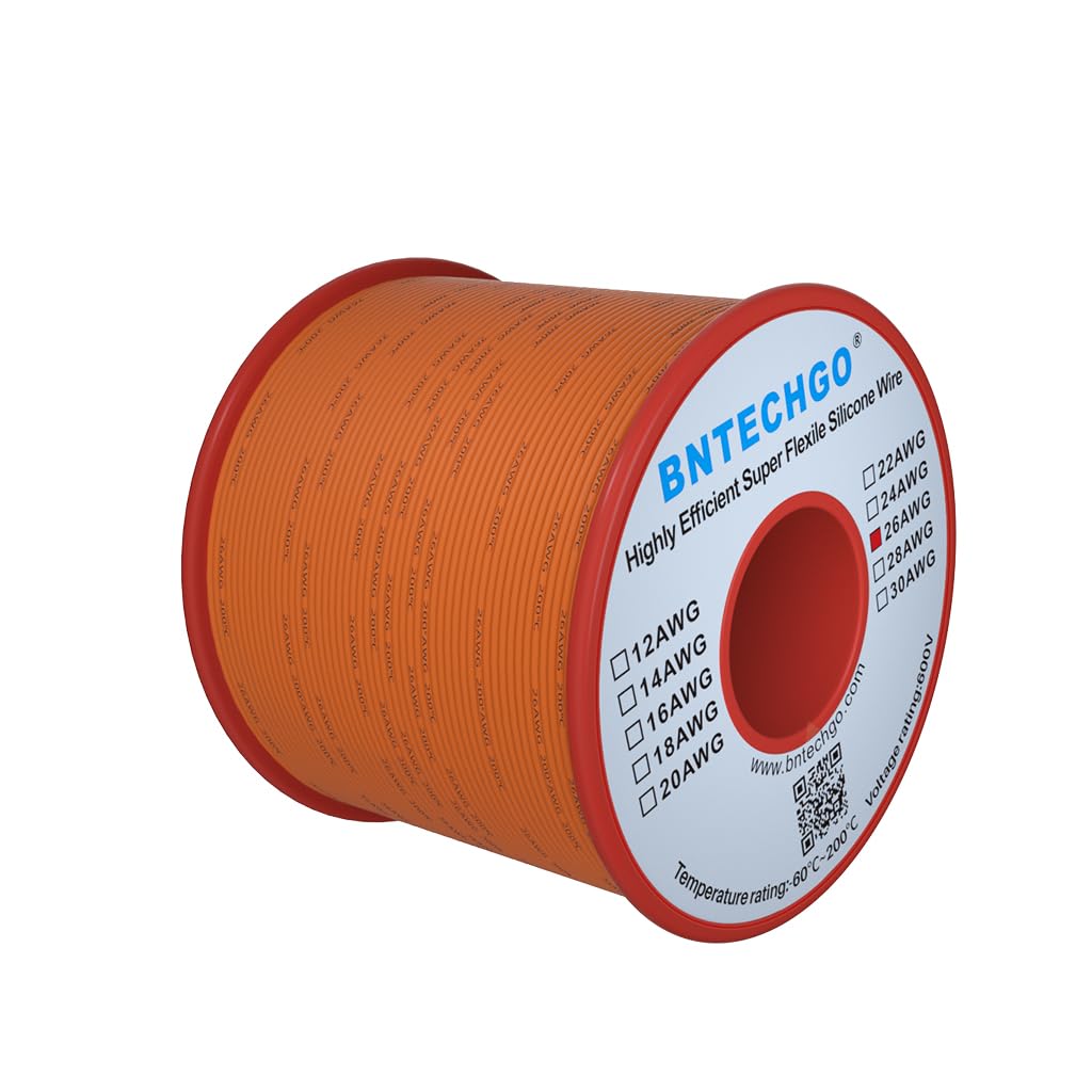 Snapklik.com : 26 Gauge Silicone Wire Spool 250 Ft Orange Flexible 26 ...