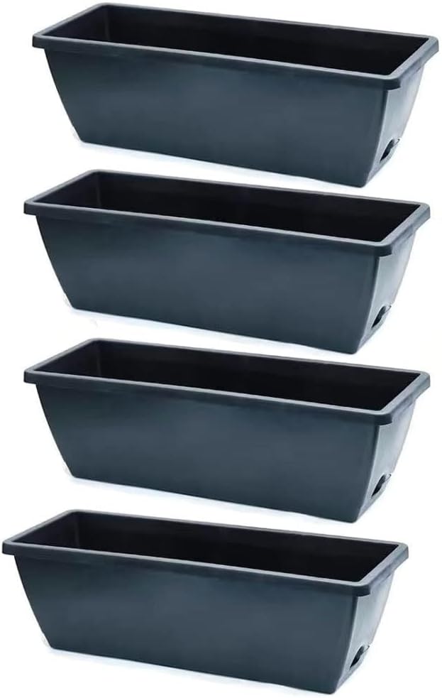 Large Planting Troughs Plastic,2/4/6 Pack Rectangle Window Box Planter ...