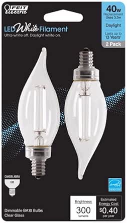 Feit 3013987 BA10 E12 Candelabra Filament LED Bulb Daylight - 40W ...