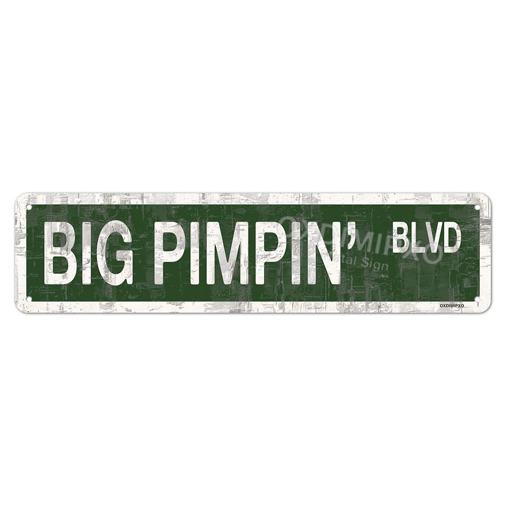 Amazon.com: Metal Big Pimpin Blvd Sign Room Decor Funny Vintage Slim ...