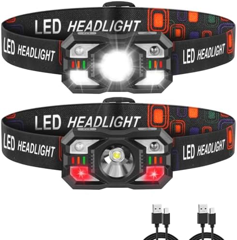 Amazon.com: Rechargeable Headlamp Flashlight 2-Pack, 8 LED 2500 Lumen ...