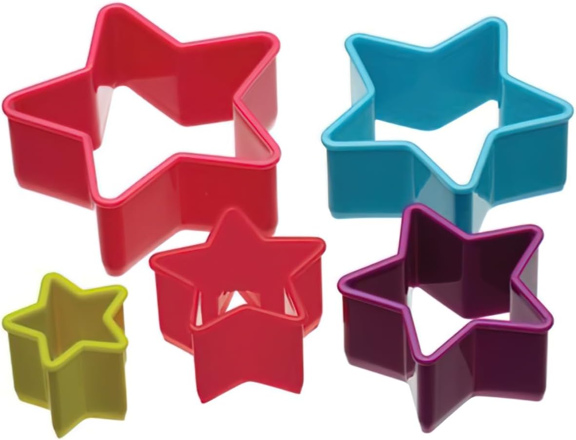 Colourworks CWCUTSTAR KitchenCraft Set of 5 Plastic Star Shaped Cookie ...