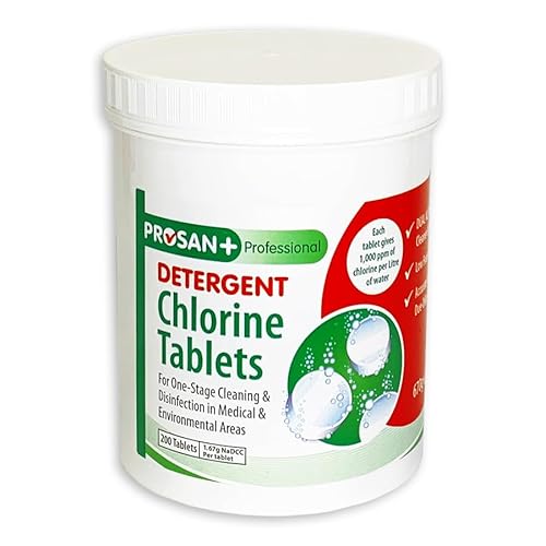 Detergent Chlorine Tablets 200 per Tub Plus 1 x 2L Dilution Bottle x 6 ...