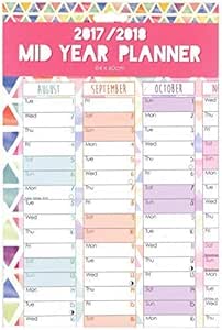 Tallon A1 2017-2018 Academic Mid Year Wall Planner Calendar - Geometric ...