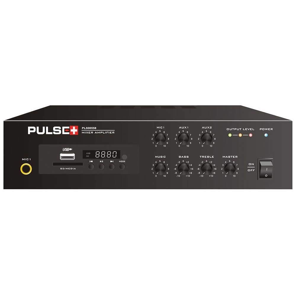 Pulse Plus PLS00580 40W Compact 100V Line Desktop PA Mixer Amplifier ...