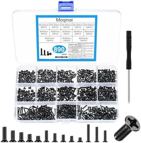 890 Stück M2 M2.5 M3 Schrauben Set, Kleine Flachkopfschrauben ...