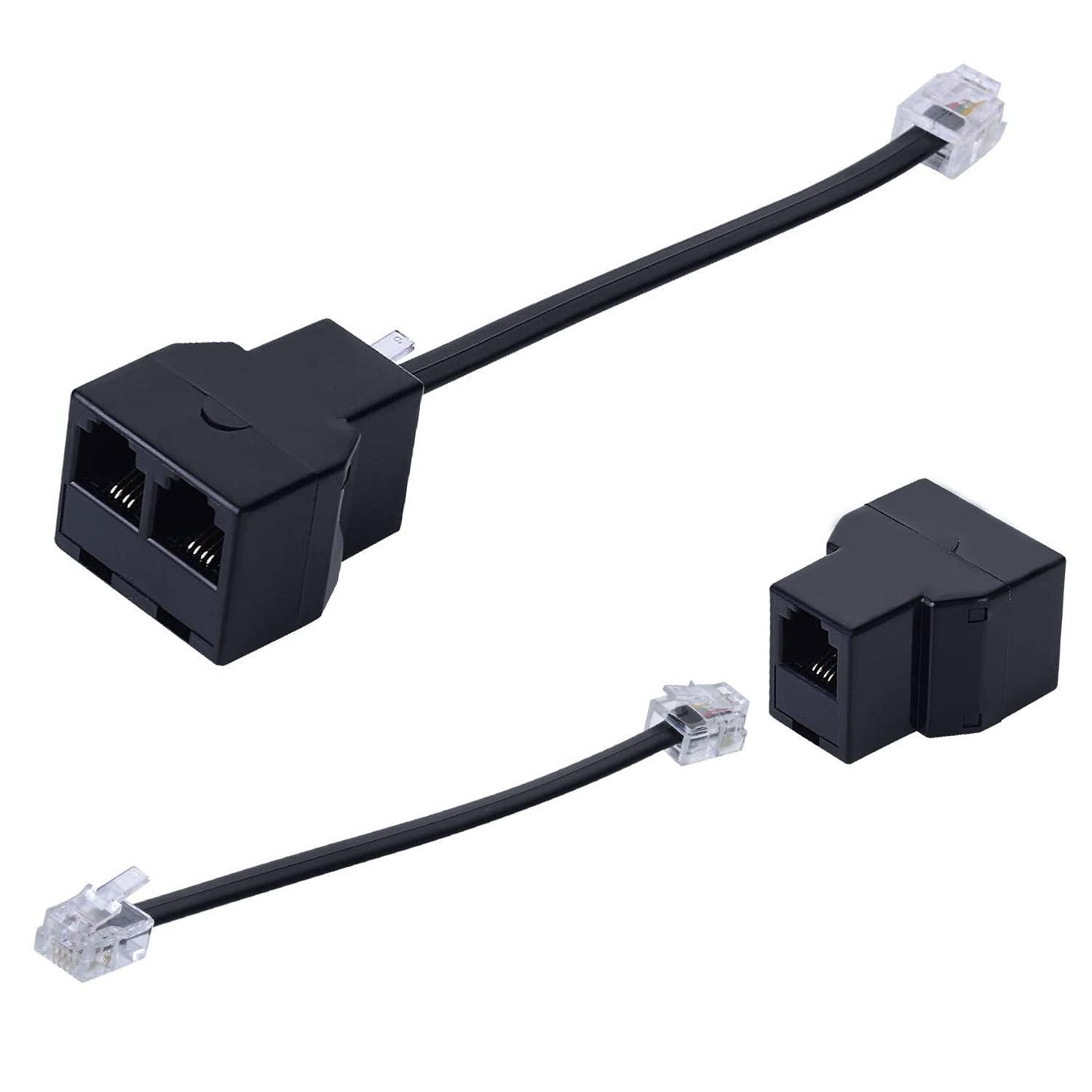 2 Pack Telephone Splitter,Phone Line Splitter,Phone Adapter Cable With ...