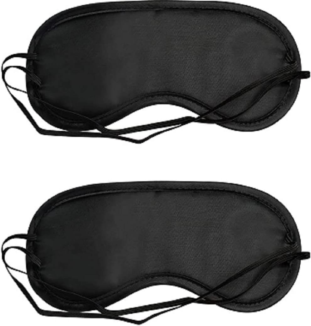 CMJ™ 2 x Black Eye Mask Travel Sleep Masks Eyemask Blindfold : Amazon ...