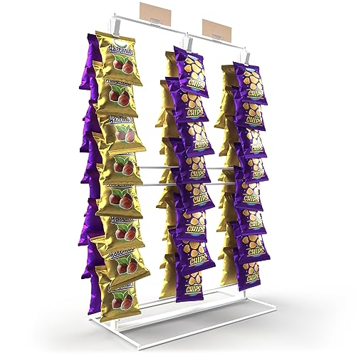 Snapklik.com : Candy Display Rack, White 3-Row Countertop Snack Cart ...