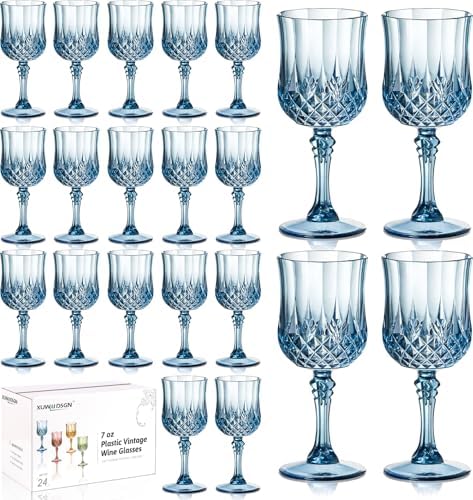 Amazon.com | XUWAIDSGN 7oz Plastic Vintage Drinking Glasses Wine ...
