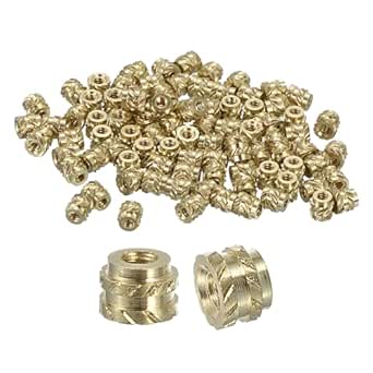 QUARKZMAN Splined Insert Nuts, 100 Pcs M1 x 1.5mm L x 2mm OD Brass Nuts ...