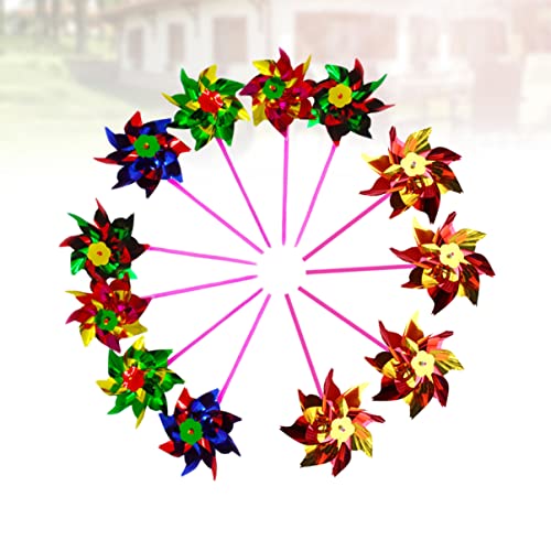 Toyvian 12Pcs Plastic Rainbow garden pinwheels pinwheels for kids ...