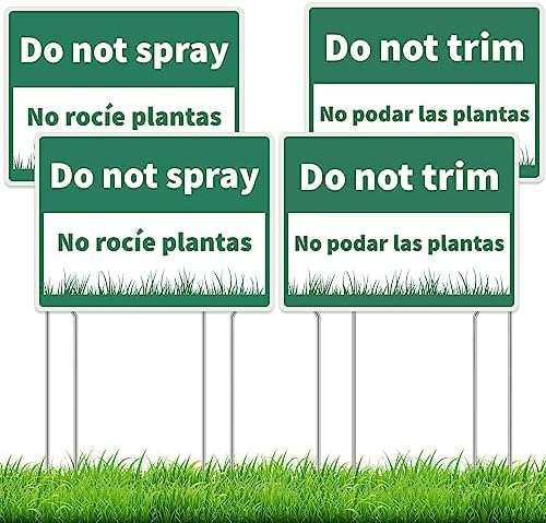 Amazon.com : Barydat 4 Pcs Large Do Not Spray and Do Not Trim Yard Sign ...