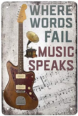 Amazon.com: ARTCLUB Where Words Fail Music Speaks, Metal Tin Sign ...