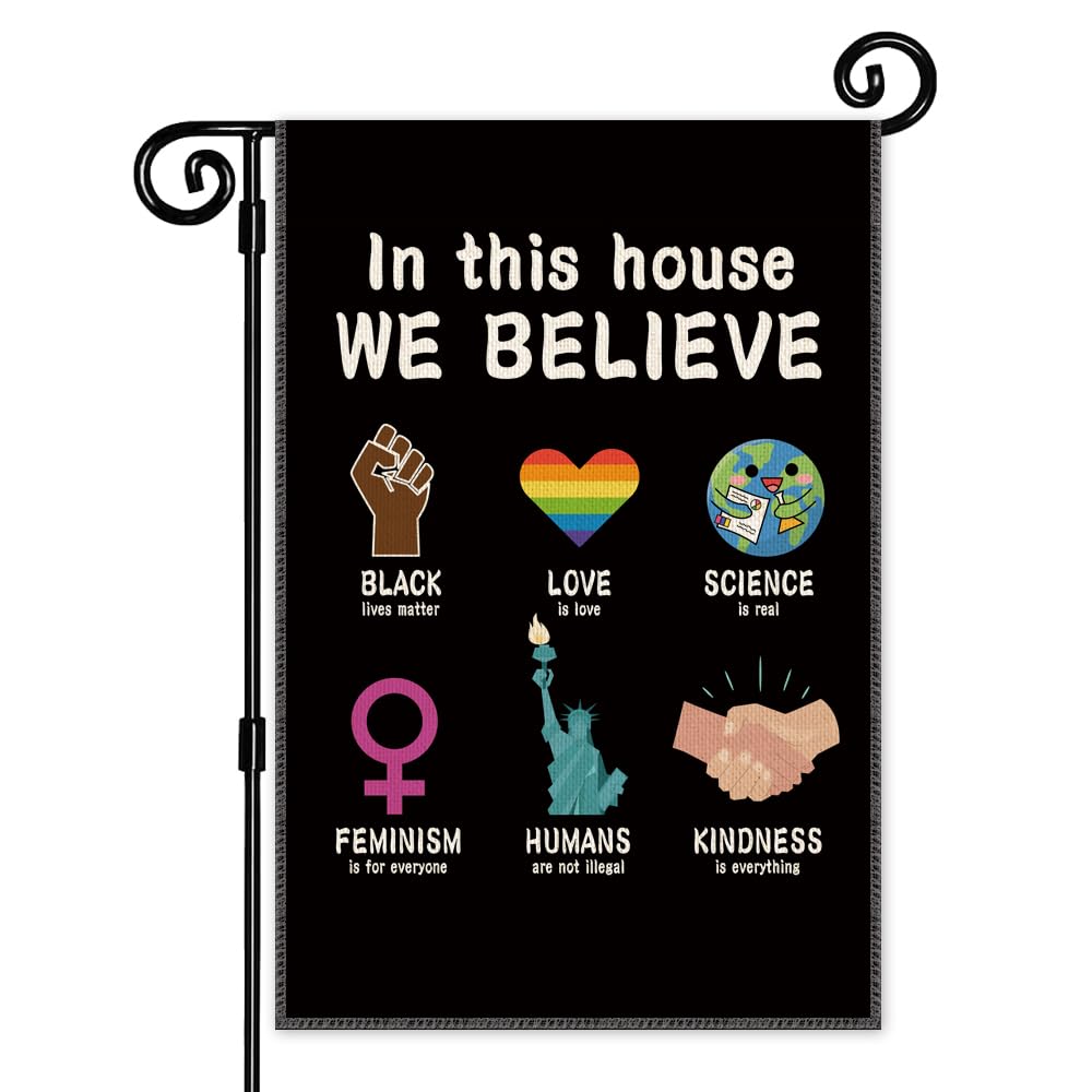 Amazon.com : JMYROG In This House We Believe Garden Flag, Love is Love Welcome Garden Flag Yard ...