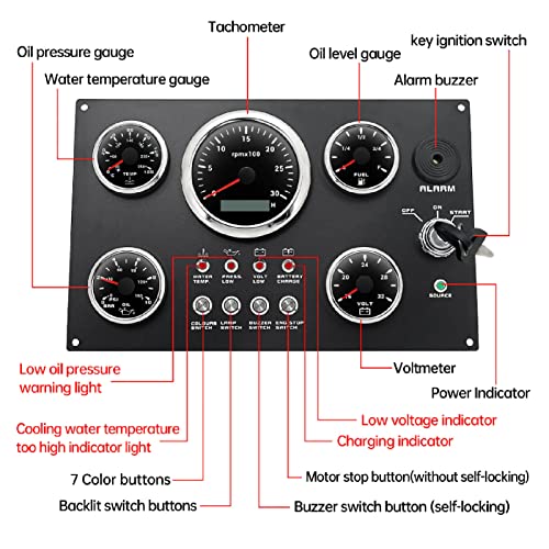 Boat Dash Instrument Panel, Boat Instrument Panel 5 Gauge Set ...