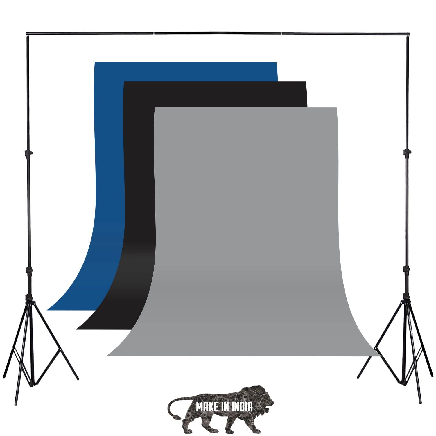 Boltove Black Blue And Grey Screen Backdrop With Stand 8ft | Desertcart ...