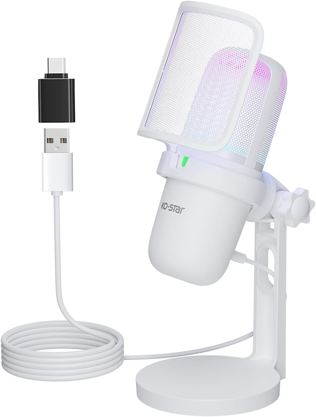 Micrófono USB para Gamer, RGB Micrófono para PC, Mic Condensador con ...