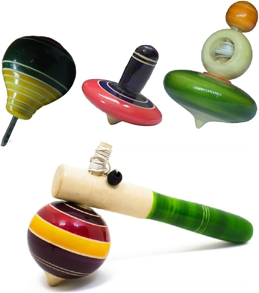 Buy SIMPLE DAYS Simpledays Wooden Spinning Tops Lattu | Bambaram ...