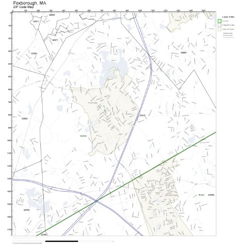 Amazon.com : ZIP Code Wall Map of Foxborough, MA ZIP Code Map Laminated ...