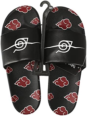 Amazon.com | Naruto Shippuden Akatsuki Red Cloud Symbol Men’s Slides ...
