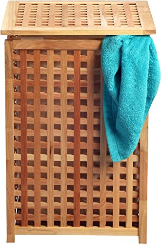 HomeTrends4You Wasmand, hout, massief walnoot geolied, 46 x 67 x 46 cm ...