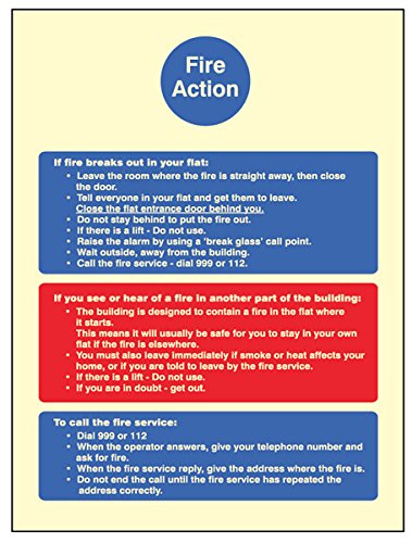 Caledonia Signs 31438H Sign, Fire Action Notice (Stay Put) For Flats ...