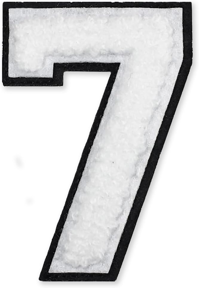 Amazon.com: Number 7 - Chenille Embroidery Varsity Iron-On Patch by pc ...