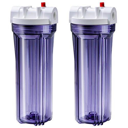 iSpring HC14X2 10" Transparent Water Filter Housings 1/2" Inlet/Outlet ...