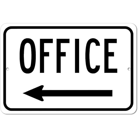 Amazon.com : Office Sign With Left Pointing Arrow Aluminum Metal Sign ...