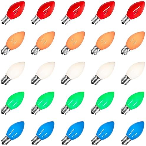 SOTOPOO 25 Pack C7 Christmas Lights Replacement Bulbs Multicolor ...