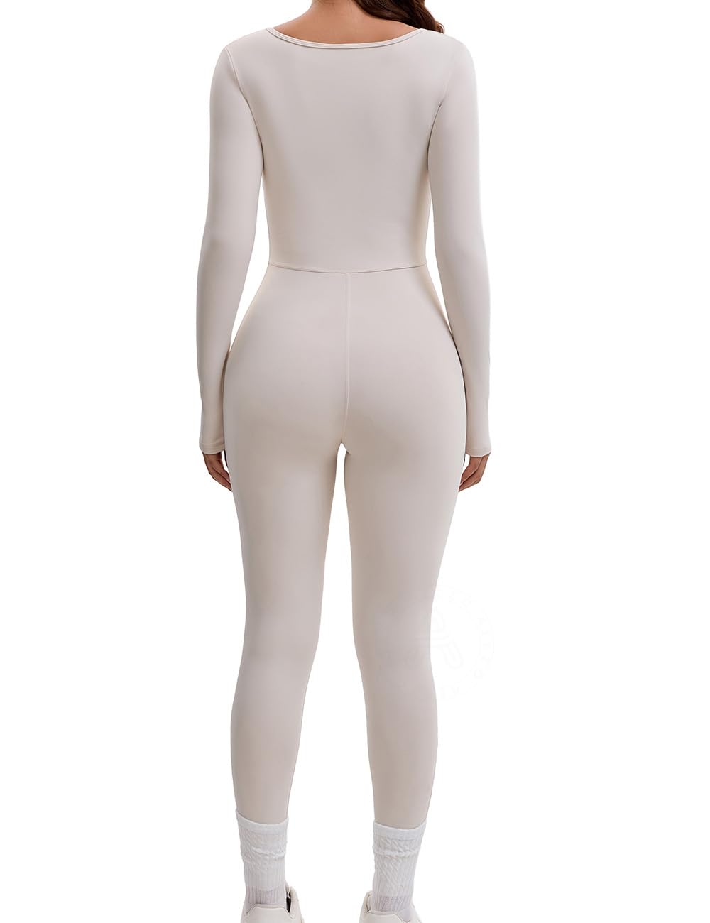 Snapklik.com : Womens Fleece Lined Scoop Neck Long Sleeve Jumpsuit ...