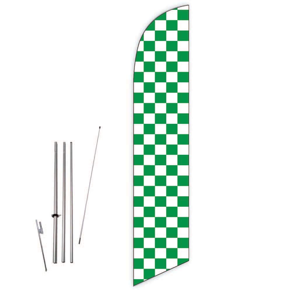 Amazon.com : Checkered (Green/White) Feather Flag with Complete 15ft ...