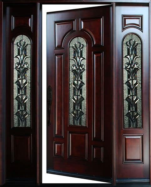 BGW Doors - Exterior Wood Door with Arched Glass Pre-Hung Pre-Finished ...