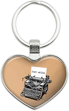Amazon.com: Just Write Antique Typewriter Writer Author Keychain Heart ...