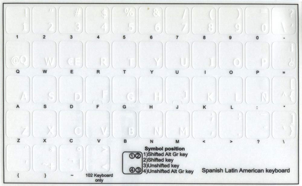 Buy Spanish (Latin American) Keyboard Labels Layout with White ...