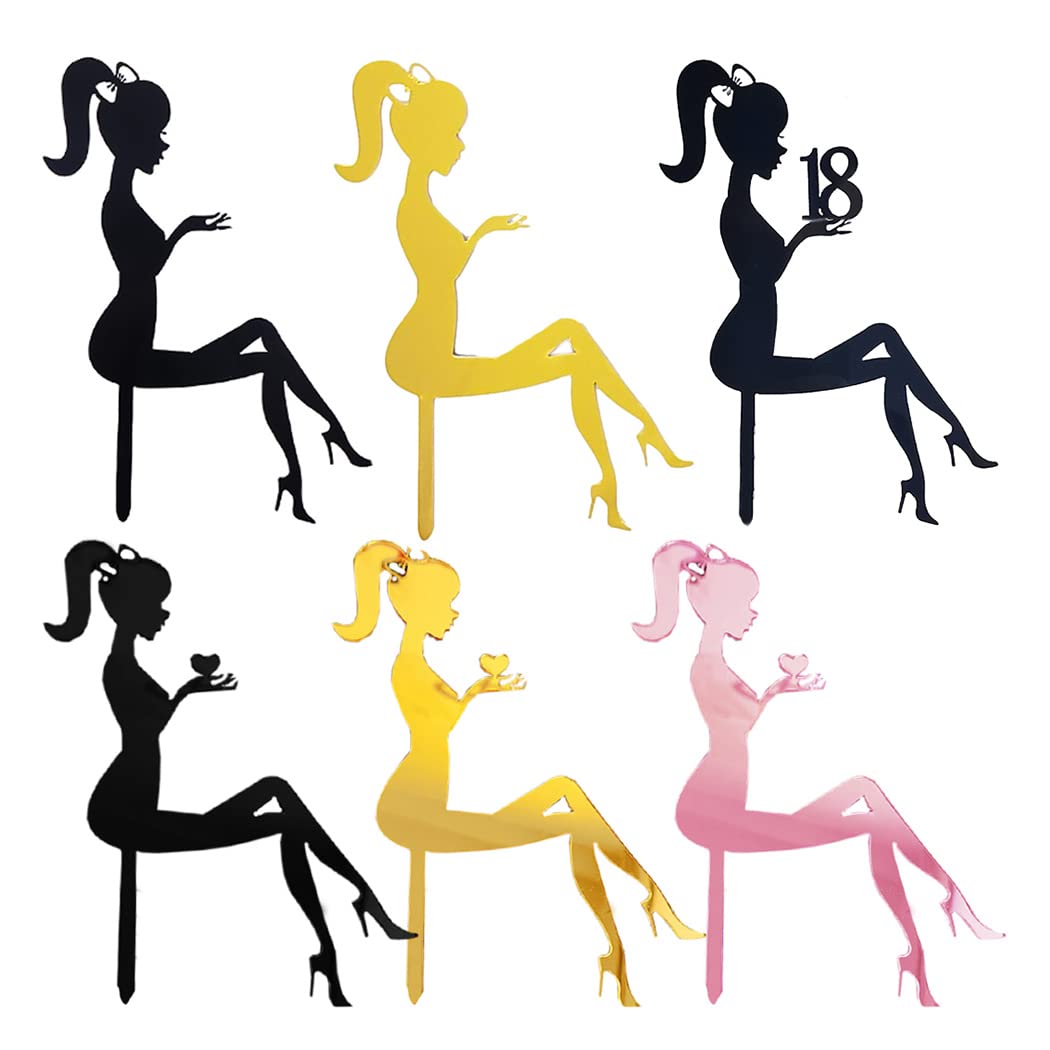 12 Pcs High Heel Girl Cake Toppers Sitting Girl Silhouette | Desertcart ...