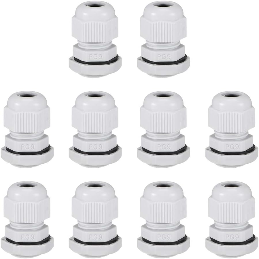 uxcell 10Pcs PG9 Cable Gland 2mm-6mm Wire Hole Waterproof Nylon Joint ...