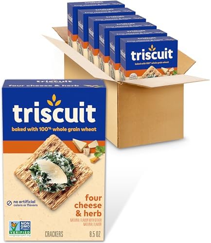 Amazon.com: Triscuit Four Cheese & Herb Whole Grain Wheat Crackers ...