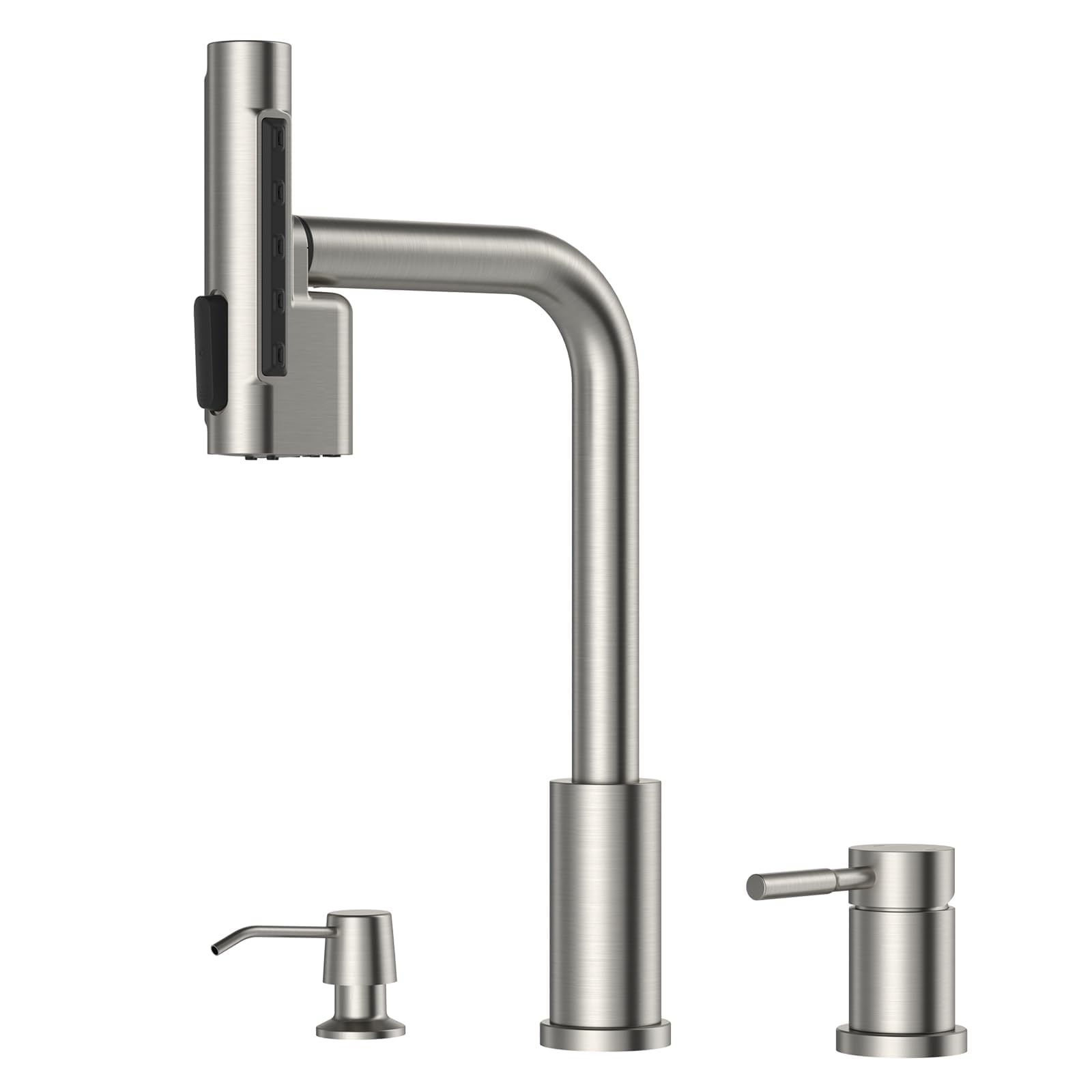 3 Hole Kitchen Faucet, 5 Modes Waterfall Kitchen Faucet with Soap ...