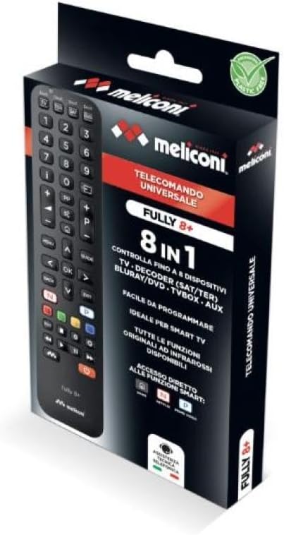 Telecomando universale Meliconi Fully 8+ 8IN1 nero - 808014 : Amazon.it ...