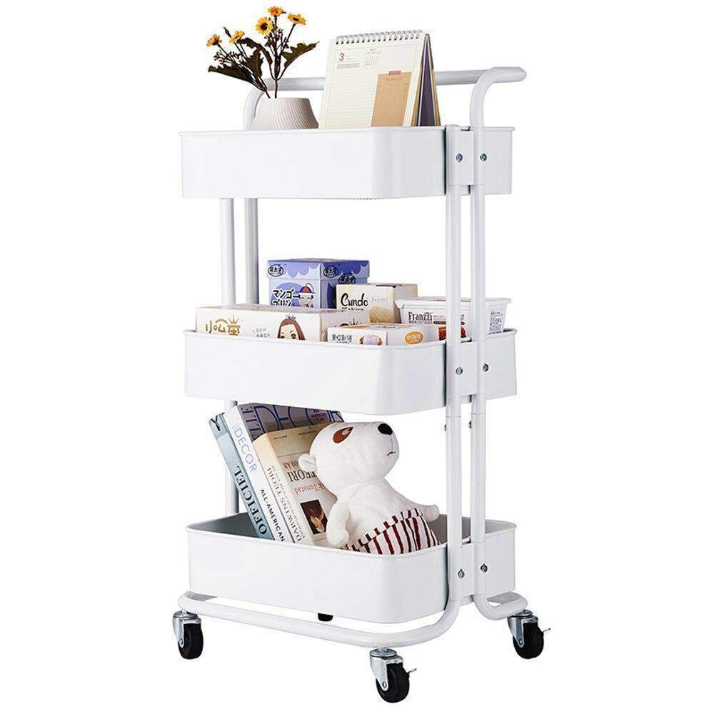 Buy Metal Rolling Utility Cart Kitchen Trolley Cart Mobile Storage ...