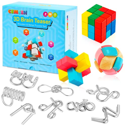 3D Brain Teasers Puzzles Game Toys - CEMEEN 11 Pack Colorful Large ...