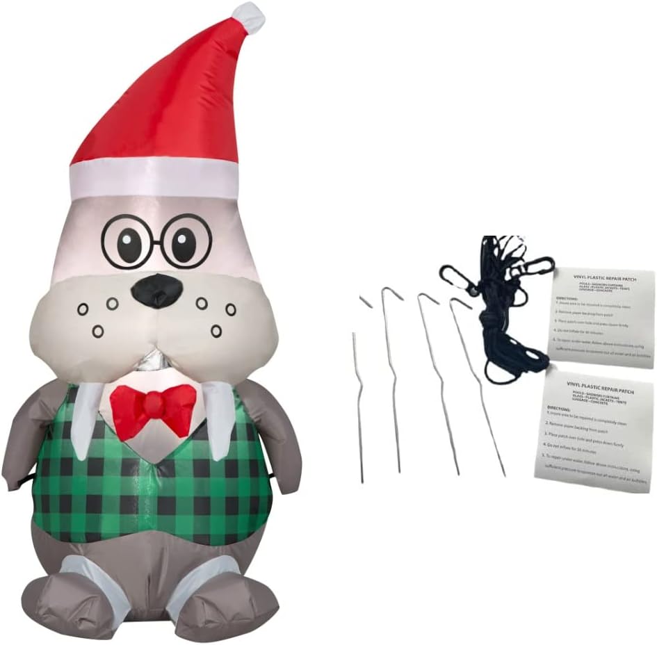 Amazon.com: Christmas Inflatable Christmas Walrus in Vest and Santa Hat ...