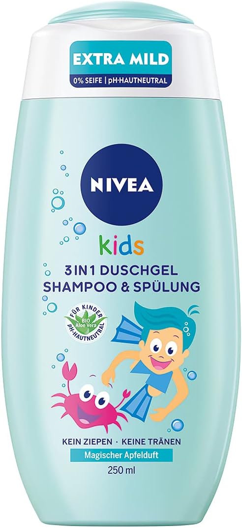 Nivea Kids 3-in-1 Shower Gel, Shampoo & Conditioner (250 ml), Care and ...